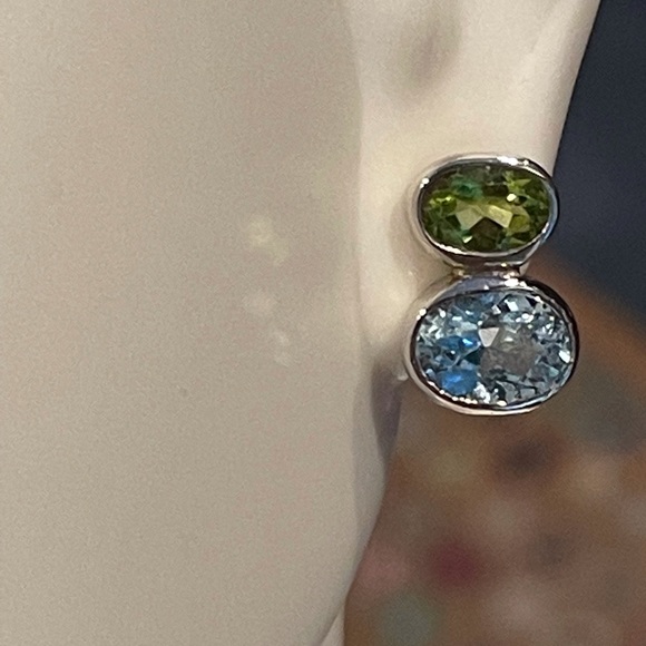 Jewelry | Peridot And Blue Topaz Oval Stones Set In Sterling Silver ...